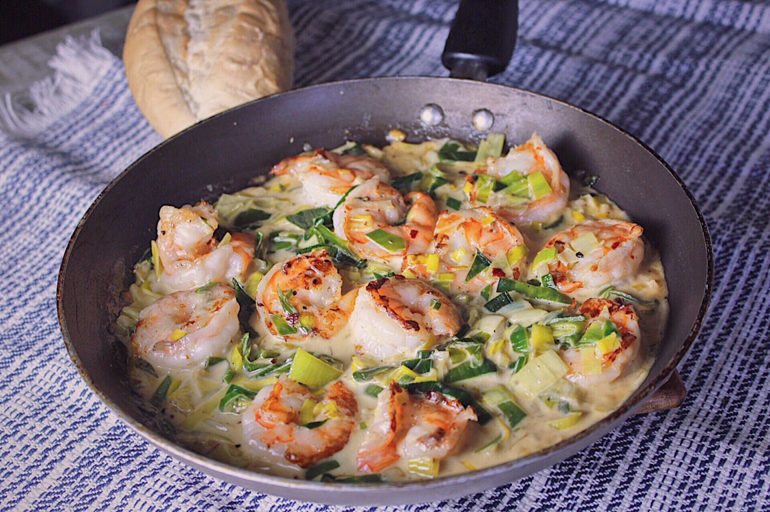 Easy Shrimp Dinner-Creamy Shrimp and Leek | Jenn's Kitchen Diary
