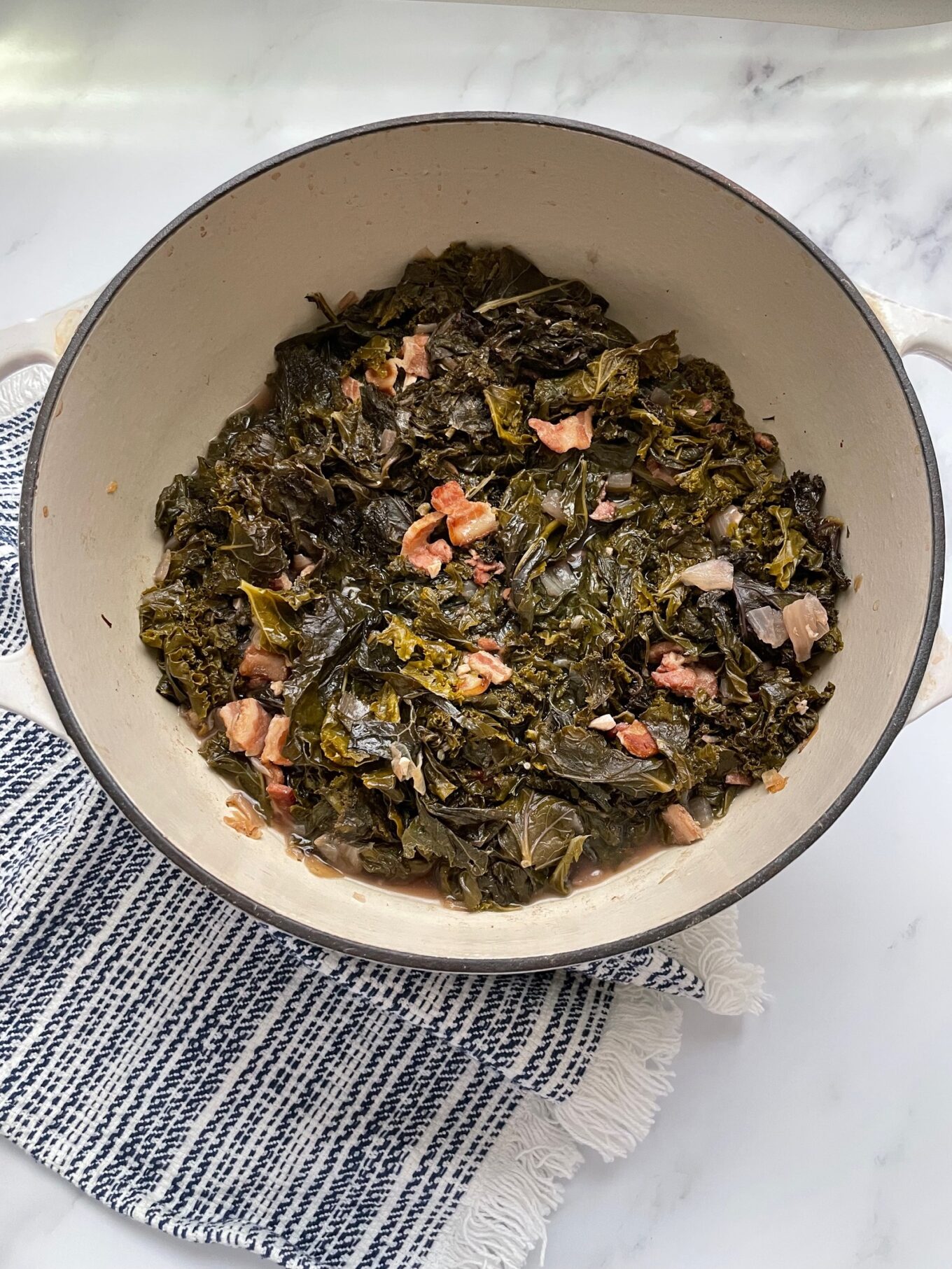 Bacon Braised Kale-Southern Greens Style | Jenn's Kitchen Diary